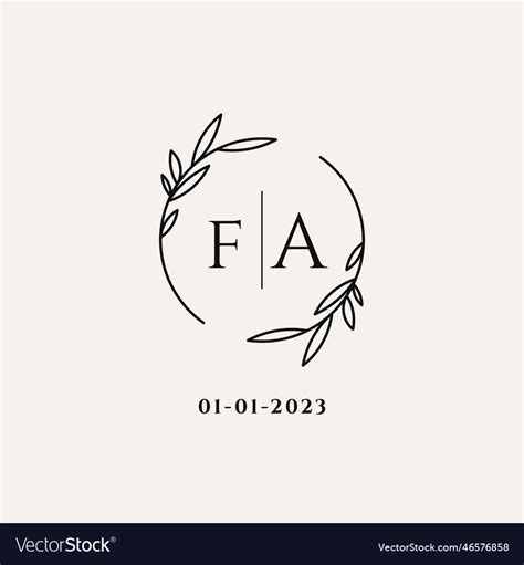 Letter Fa Wedding Monogram Logo Design Royalty Free Vector