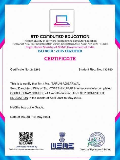 Corel Draw Certificate Pdf