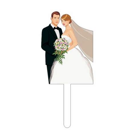 Neutral Acrylic Printed Couple Cake Topper Packaging Type Packet At