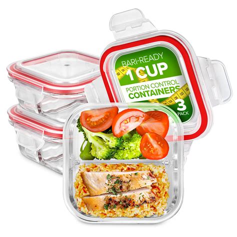 Glass Portion Control Bariatric Containers 3 Pack 1 Cup