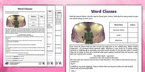 Ks2 Recognizing Word Classes Differentiated Activity Sheets