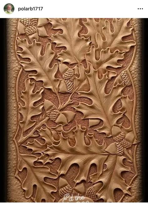 Carved Oak Leaves Leather Craft Pattern