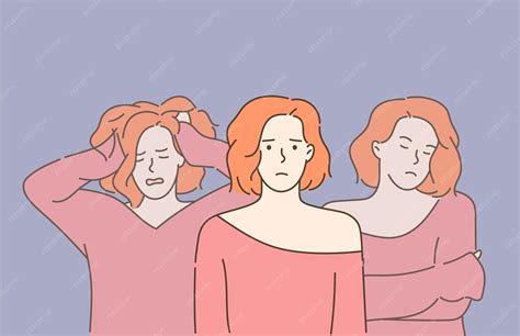 Premium Vector Schizophrenia And Mental Disorder Young Beautiful Sad