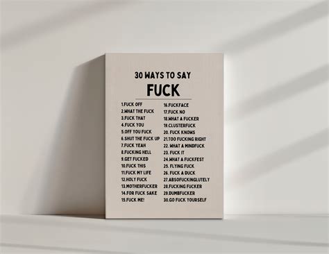 30 Ways To Say Fuck Black And Cream Canvas Wisdom And Wonder Designs