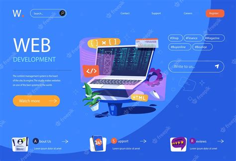 Premium Vector Web Development Concept In Flat Cartoon Design For