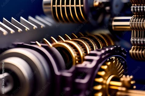Primer Plano De Una Intrincada Maquinaria Compuesta Por M Ltiples Engranajes Ejes Y Engranajes