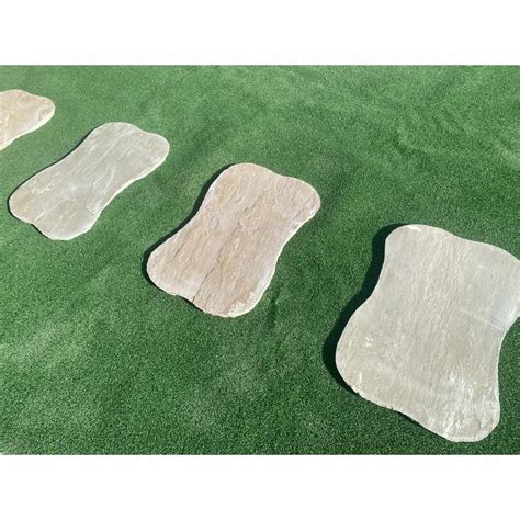 Natural Sandstone Stepping Stones In Rippon Buff Random Shape Paving