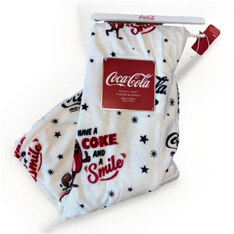 Coca Cola Throw Blanket 60 X 70 White Red Star Design Have A Coke And A