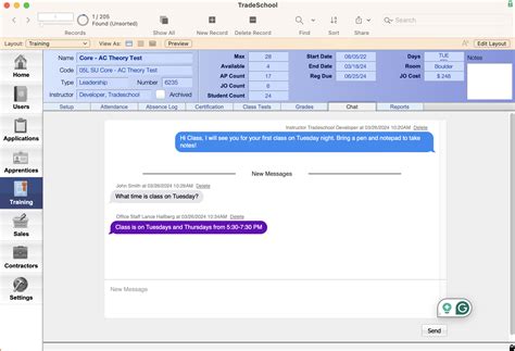 Class Chat Tradeschool Help