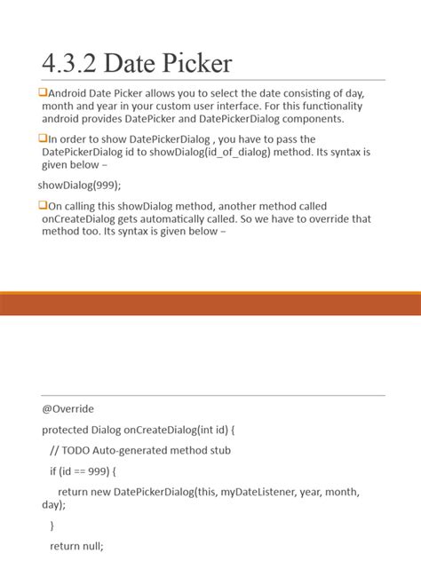 Chp 4 Ui Componentlect Datepicker Pdf Android Operating System