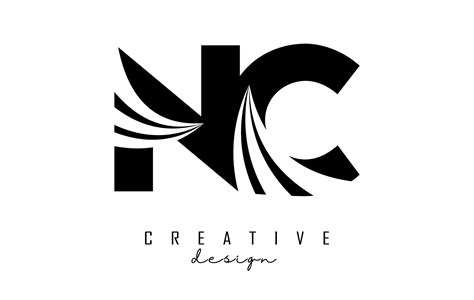Creative Black Letters Nc N C Logo With Leading Lines And Road Concept Design Letters With