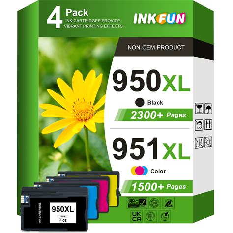 Inkfun 950xl And 951xl Ink Cartridges Combo Pack High Yield For Hp