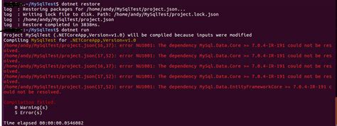 Net Core Console App The Dependency Mysqldatacore 704 Ir 191 Could Not Be Resolved