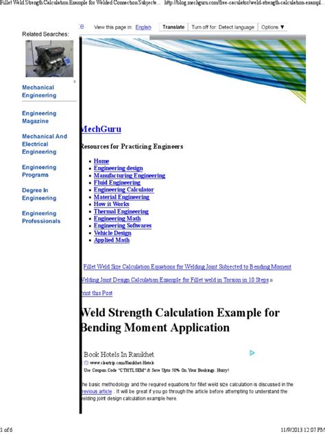 Fillet Weld Strength Calculation Example For Welded Connection