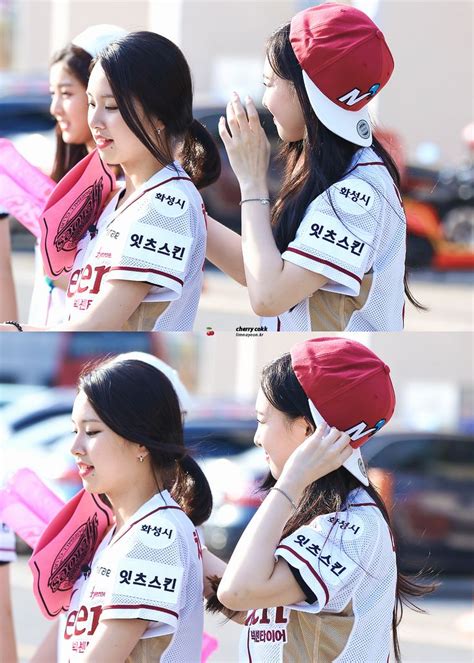 150607 Nahyo At Nexen Heroes Baseball Game In 📸 — Jihyo Chaeyoung