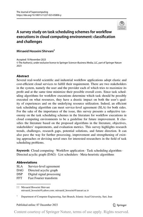 A Survey Study On Task Scheduling Schemes For Workflow Executions In Cloud Computing Environment