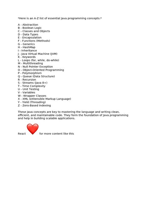 Essential Java Concepts A Z Pdf