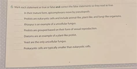 solved 6 mark each statement as true or false and correct