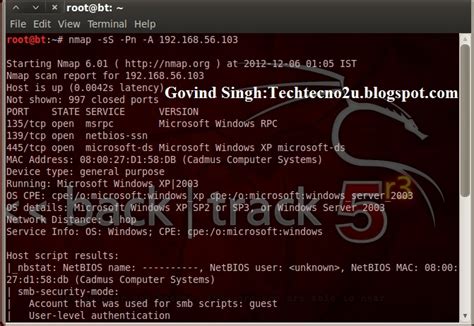 techtecno2u port scanning with nmap