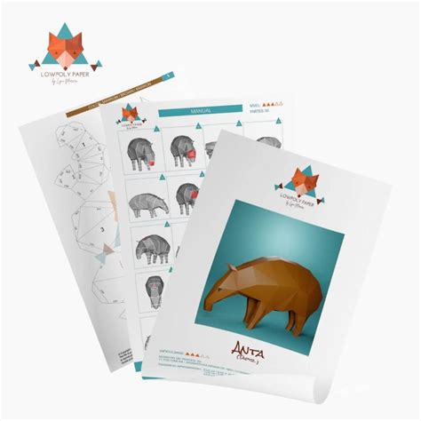 Anta Tapir Papercraft Lowpoly Pdf Dxf Svg Lowpoly Paper By
