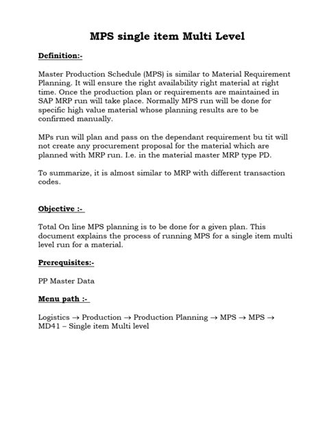 Md41 Mps Single Item Multi Level Pdf