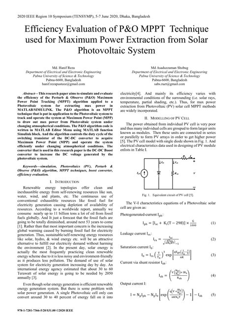 Pdf Efficiency Evaluation Of Pando Mppt Technique Used For Maximum
