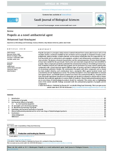 Pdf Propolis As A Novel Antibacterial Agent