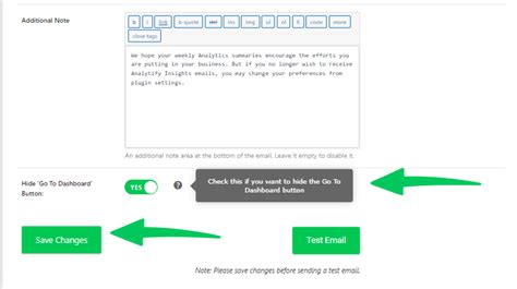How To Hide Go To Dashboard Button In Email Notifications Addon