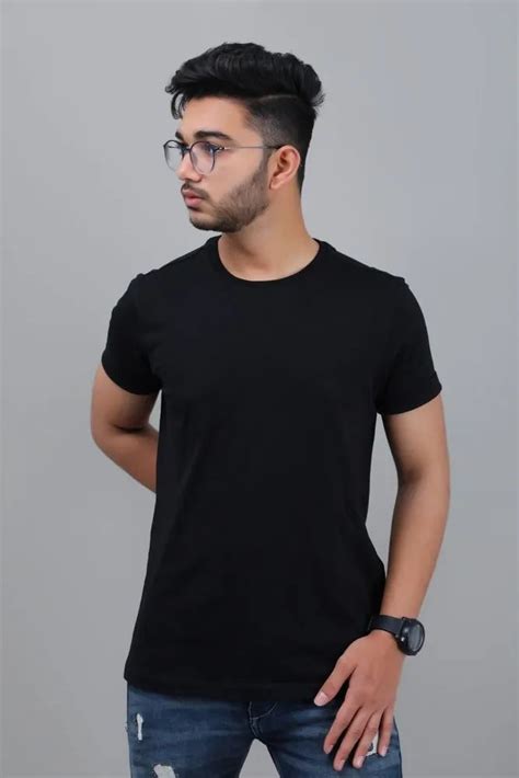 Male Half Sleeve Casual Black Cotton T Shirt At Best Price In Surat