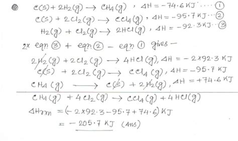 10 Calculate ∆hrxn For The Reaction Ch4 G 4cl2 → Ccl4 G 4hcl G