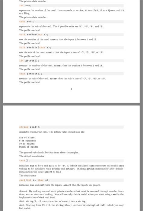 Solved Write The C Member Function Implementations For The