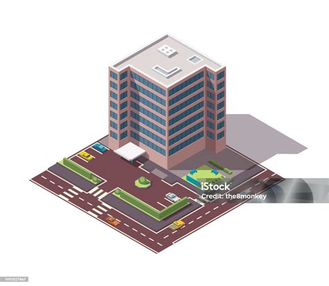 사무실 이소메트릭 도시지도 창조를위한 거리와 자동차가있는 타운 아파트 건물 인포그래픽 요소입니다 도로가 있는 도시 주택 조성 3