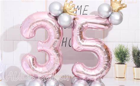 Aule 40 Inch Large 35 Balloon Numbers Rose Gold Big Foil
