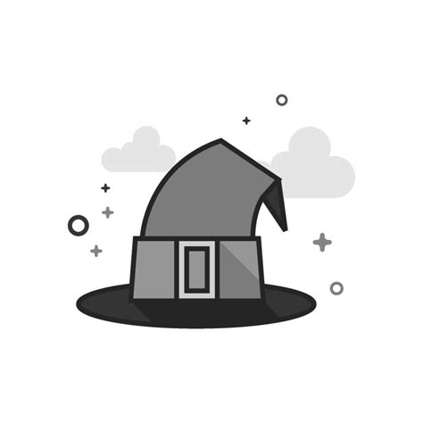 Witch Hat Icon In Flat Outlined Grayscale Style Illustration 54967686