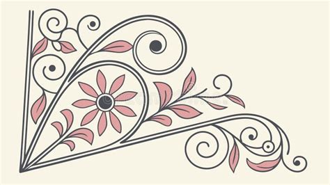 Decorative Corner Ornament With A Large Flower And Leafy Scrolls Vector Design Generative Ai