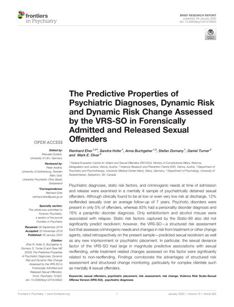 Pdf The Predictive Properties Of Psychiatric Diagnoses Dynamic Risk