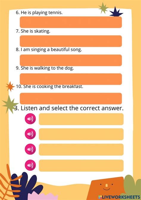 Present continuous online exercise for Básico