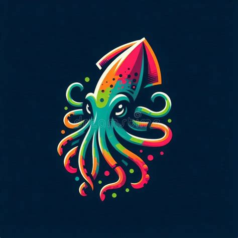 Modern Logo Squid Vector Vibrant Color Stock Illustration