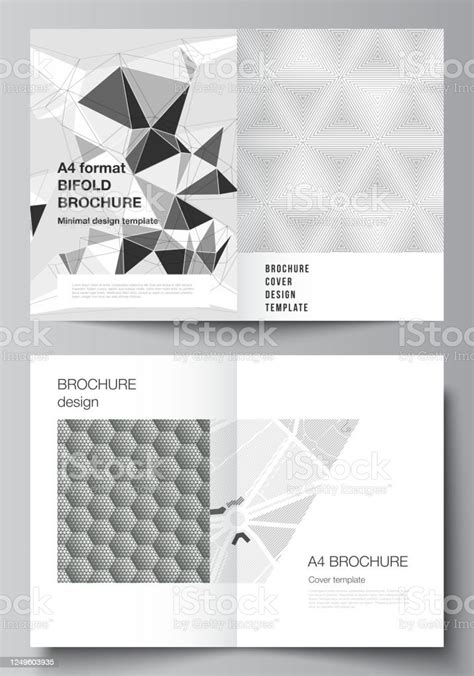 두 개의 A4 형식의 현대 커버 모형 디자인 템플릿의 벡터 레이아웃은 이중 브로셔 잡지 전단지 소책자를 위한 것입니다 삼각형 스타일 패턴을 사용하여 추상 기하학적 삼각형