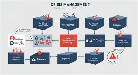 Flowchart Illustrating Crisis Management Process Using Blue And Red