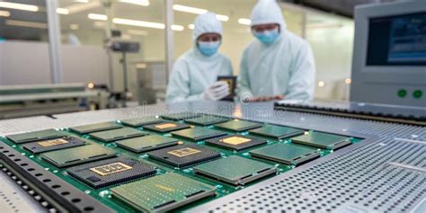 Precision Work In A Clean Room At A Semiconductor Manufacturing