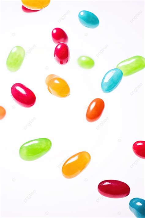 흰색 배경을 가로질러 날아다니는 다채로운 젤리 콩 배경 화면 및 일러스트 무료 다운로드 Pngtree