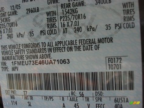 2006 Explorer Color Code T7 For Dark Stone Metallic Photo 62798215