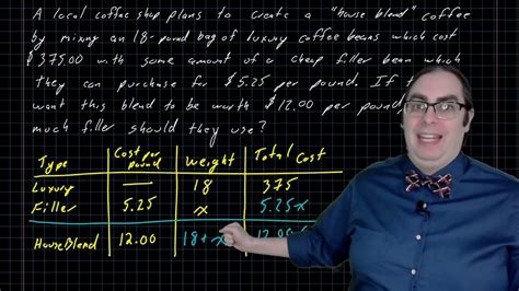 Mixture Problems Youtube
