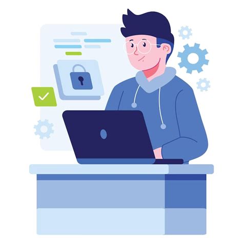 Cyber Security Character Illustration Premium Vector