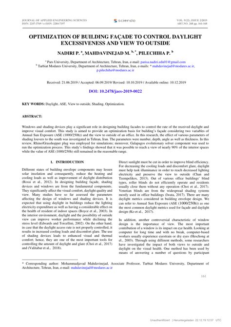 pdf optimization of building façade to control daylight excessiveness