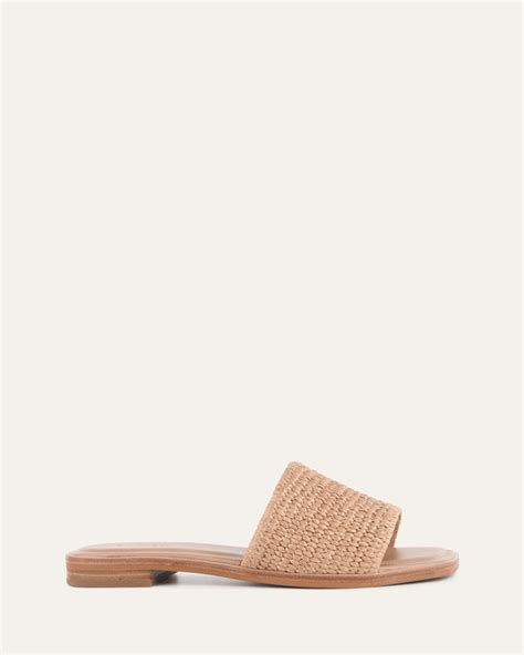 Picasso Flat Slide Tan Raffia Jo Mercer