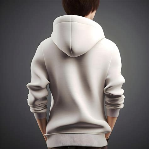 Fashion Model Wearing Blank Hoodie Rear View Mock Up Ai Generated Psd