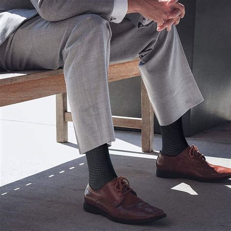 Grey Suit Black Socks And Brown Derby Shoes Mens Dress Socks Brown