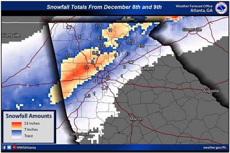 Snowfall Map For Georgia For December 8 9 Climate And Agriculture In